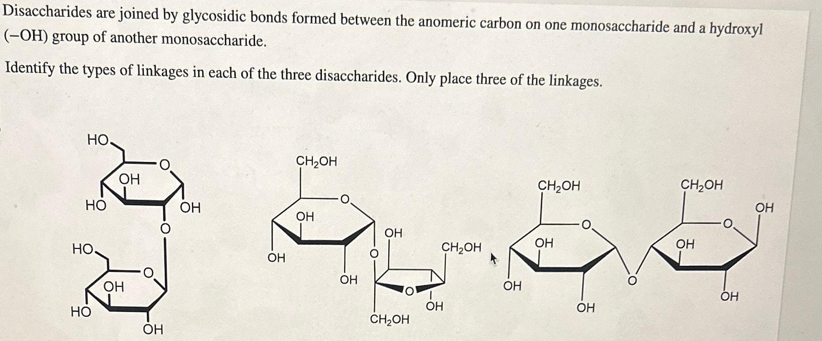 Solved Disaccharides are joined by glycosidic bonds formed | Chegg.com