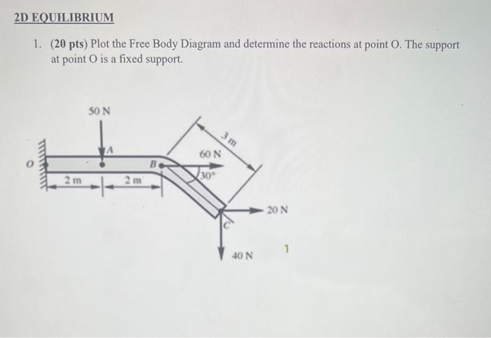 Solved 1. (20 pts) Plot the Free Body Diagram and determine | Chegg.com