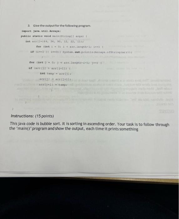 Solved 3. Give the output for the following program. inport | Chegg.com