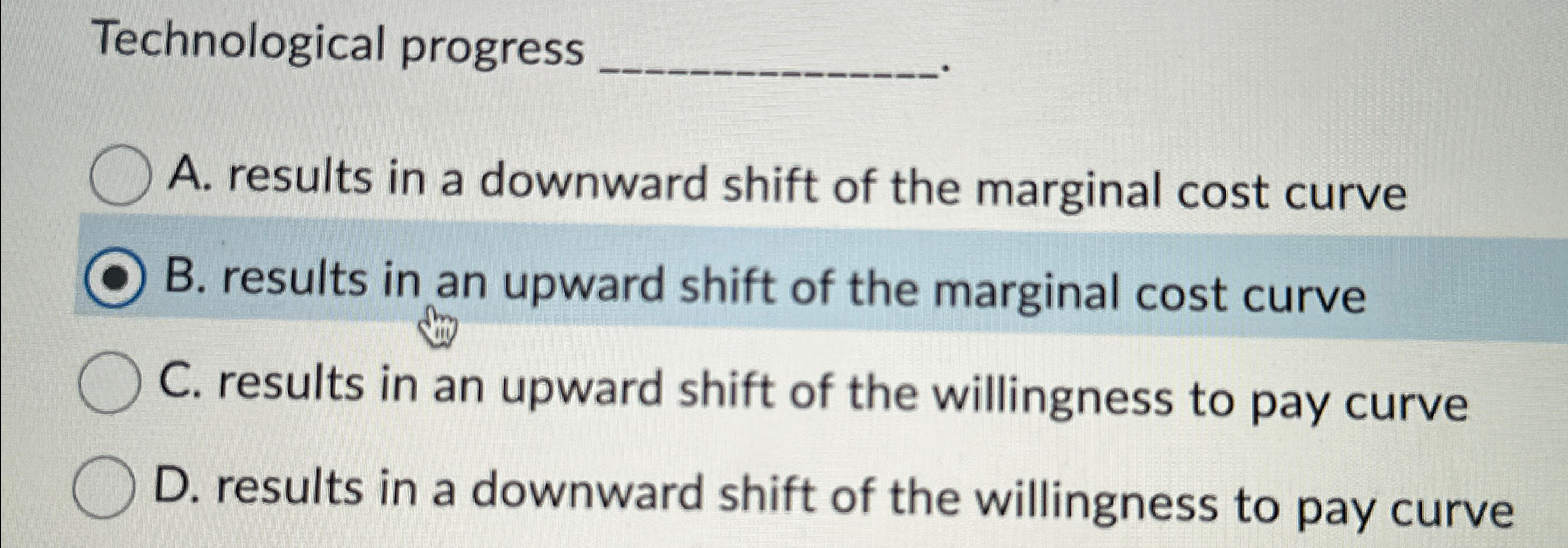 Solved Technological progressA. ﻿results in a downward shift | Chegg.com