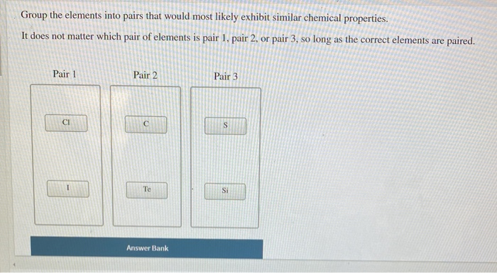 Solved Group the elements into pairs that would most likely | Chegg.com