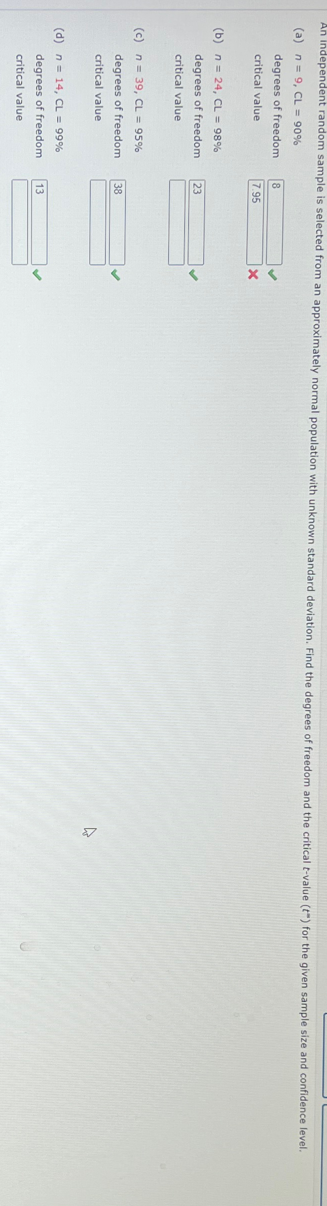 Solved (a)]):} ﻿degrees of ﻿freedom [ ﻿critical value | Chegg.com