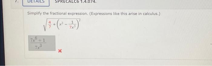 Solved Simplify the fractional expression. (Expressions like | Chegg.com