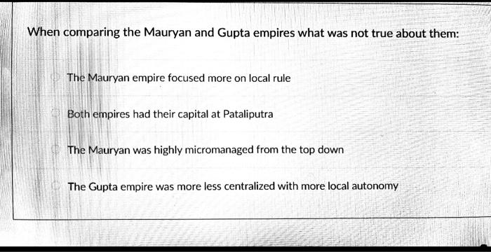When comparing the Mauryan and Gupta empires what was | Chegg.com