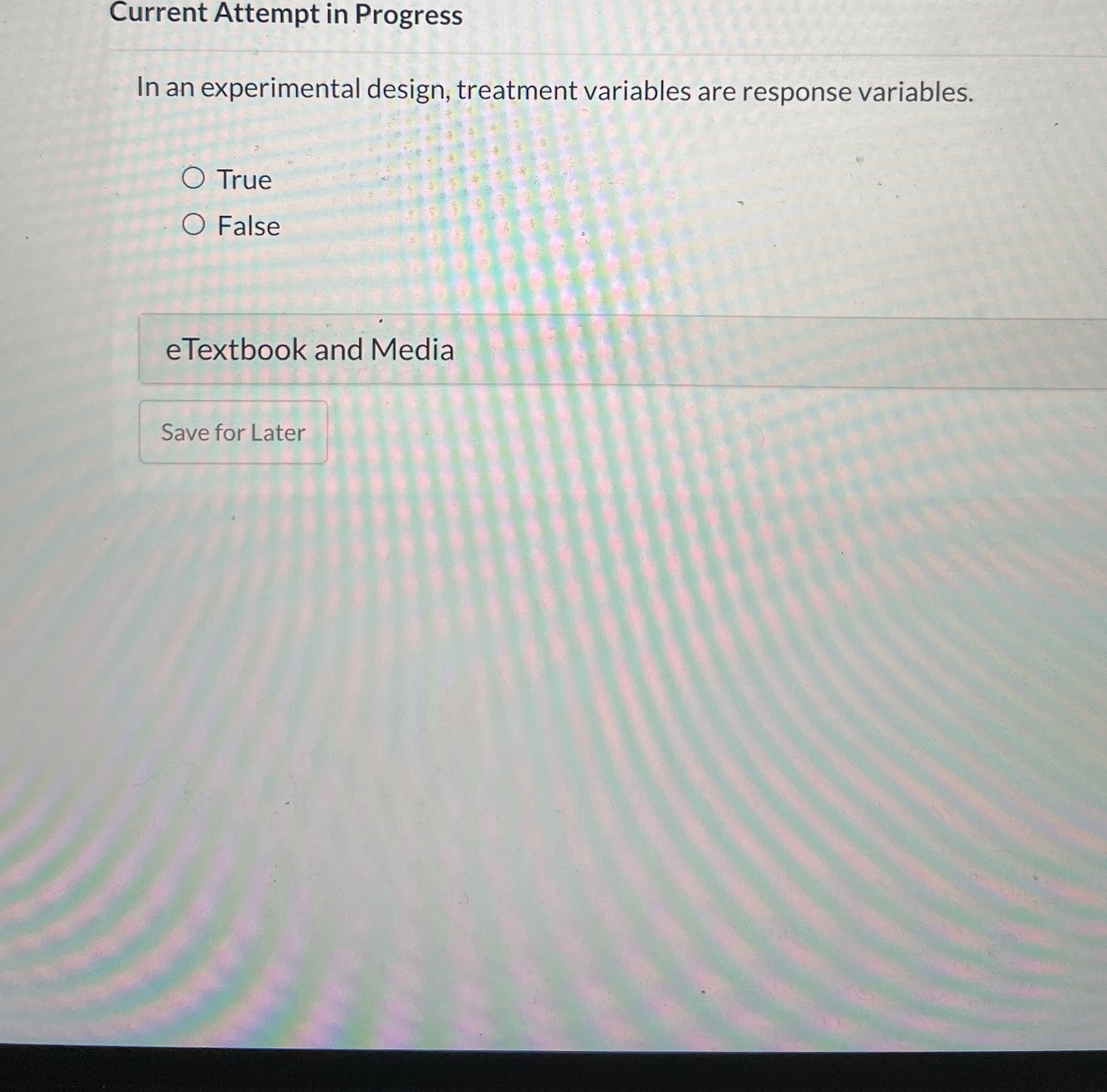 Solved Current Attempt in ProgressIn an experimental design, | Chegg.com