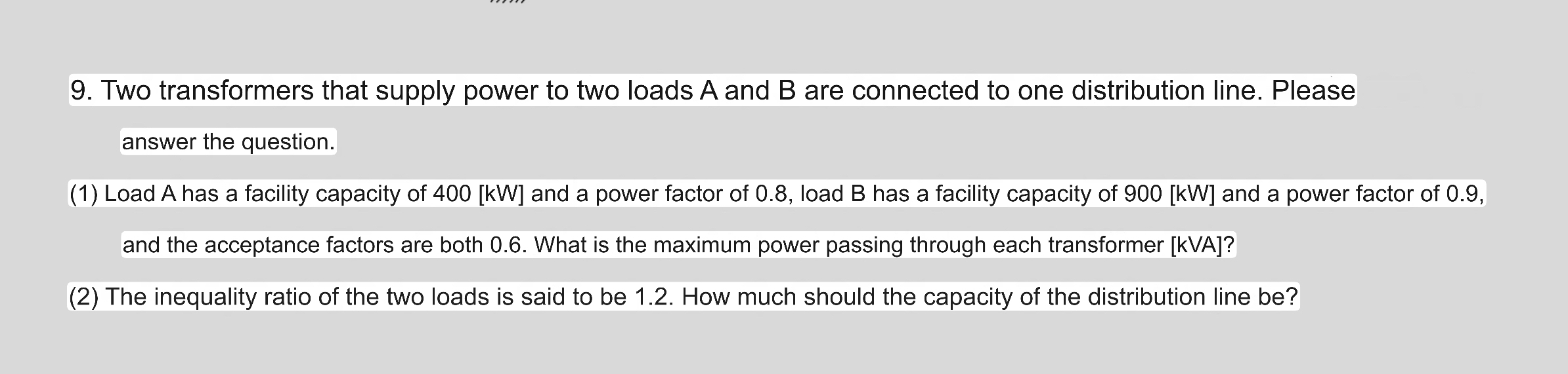 Solved Two transformers that supply power to two loads A and | Chegg.com