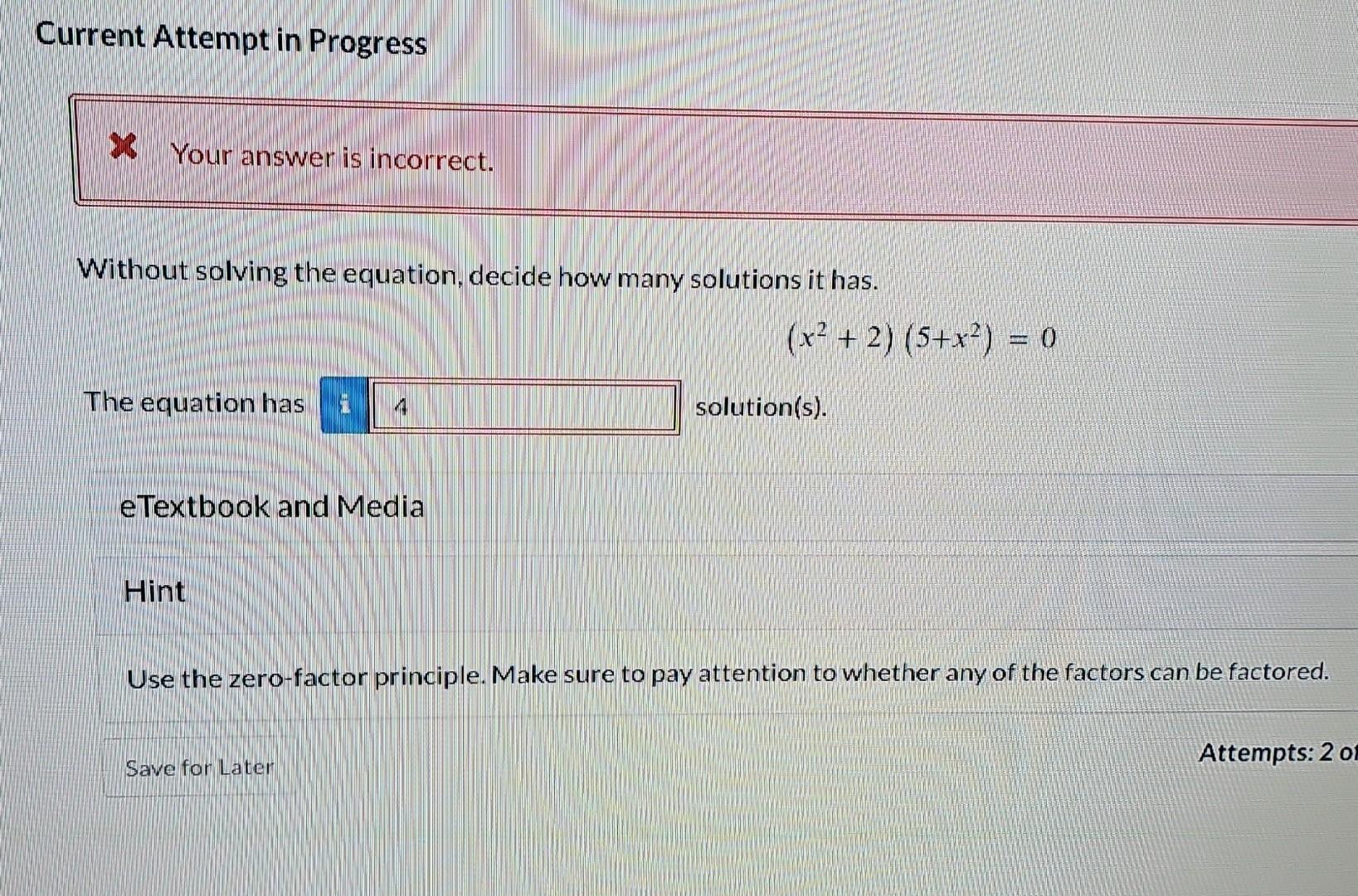 Current Attempt In Progress Your Answer Is Incorrect