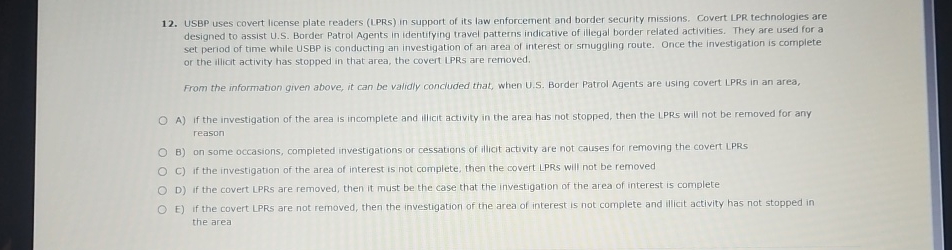 Solved USBP uses covert license plate readers (LPRS) ﻿in | Chegg.com