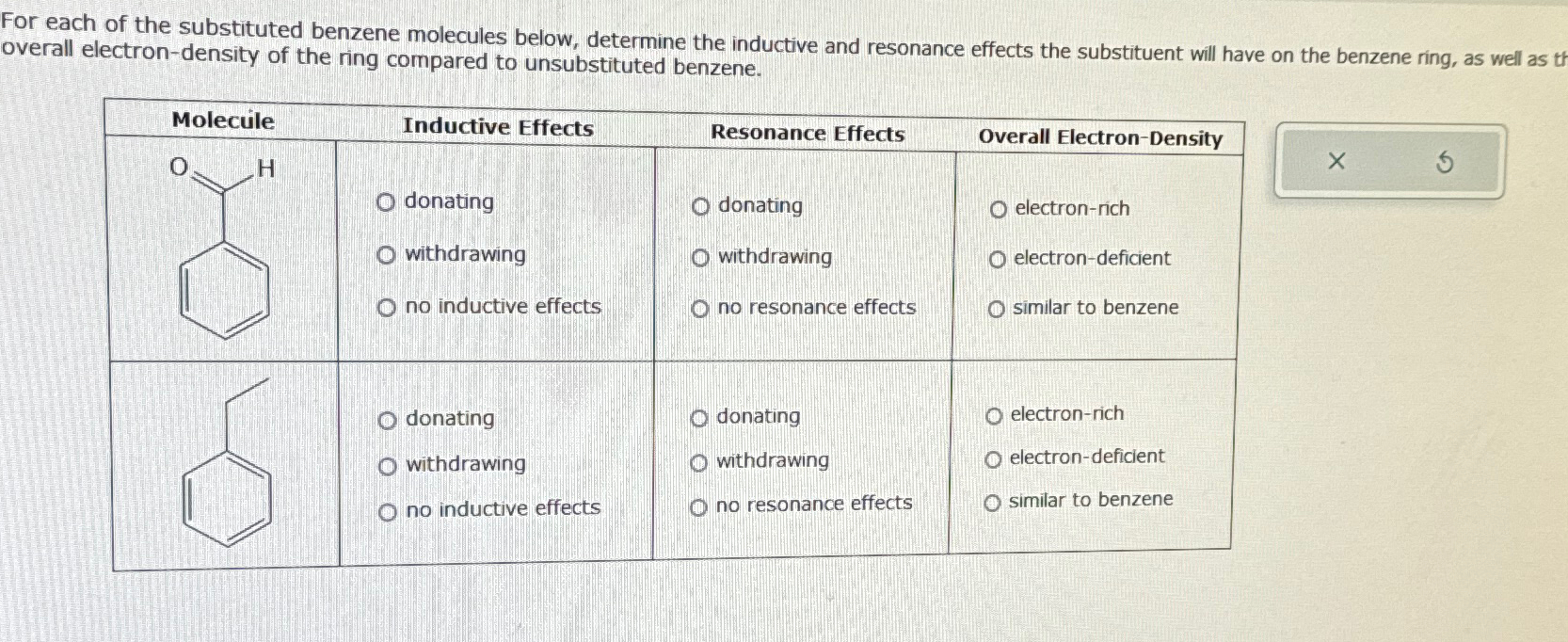 Solved For each of the substituted benzene molecules below, | Chegg.com