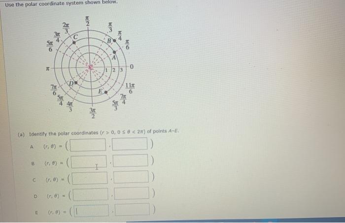 Solved Use the polar coordinate system shown below. . 296 с | Chegg.com