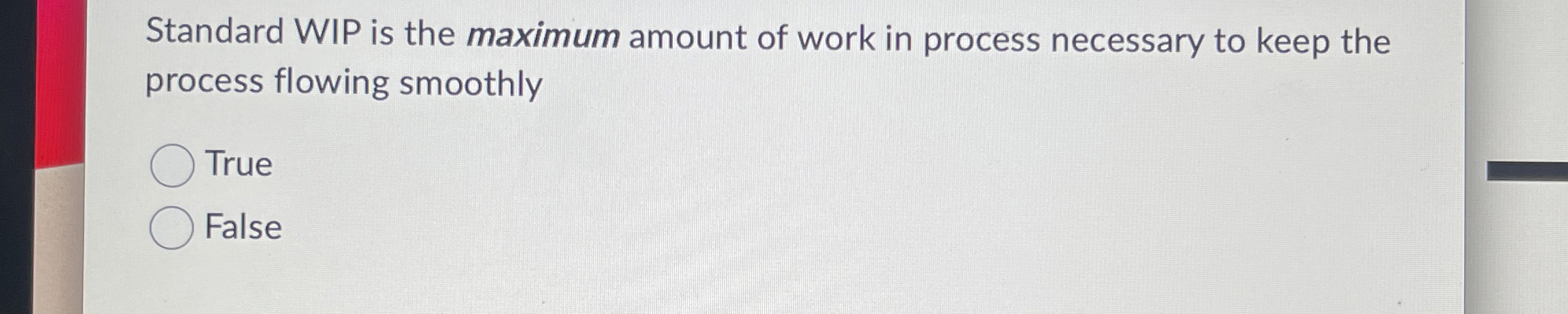 Solved Standard WIP is the maximum amount of work in process | Chegg.com