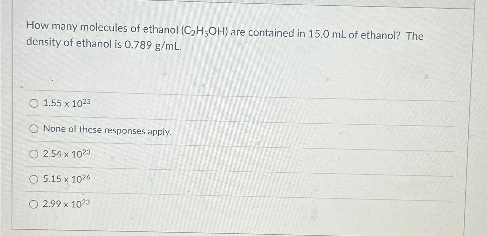 How many molecules of ethanol (C_(2)H_(5)OH) are | Chegg.com
