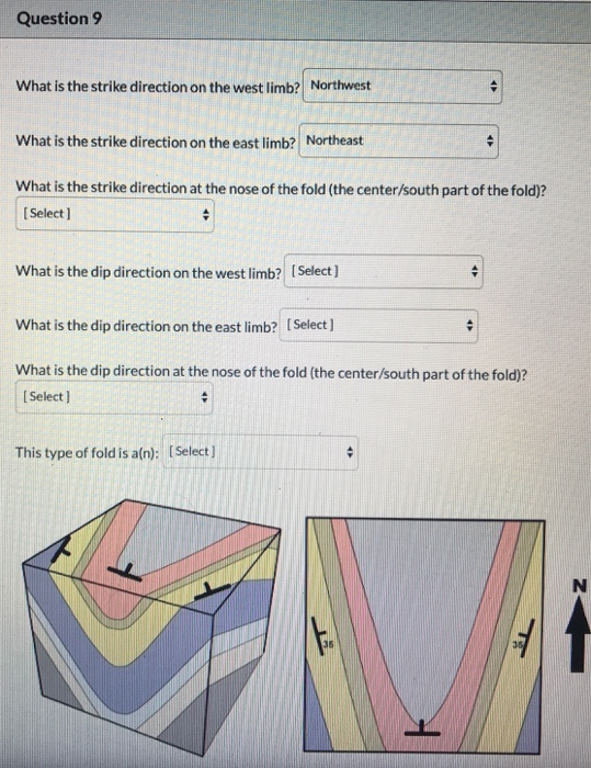 Solved Question 9 What is the strike direction on the west | Chegg.com