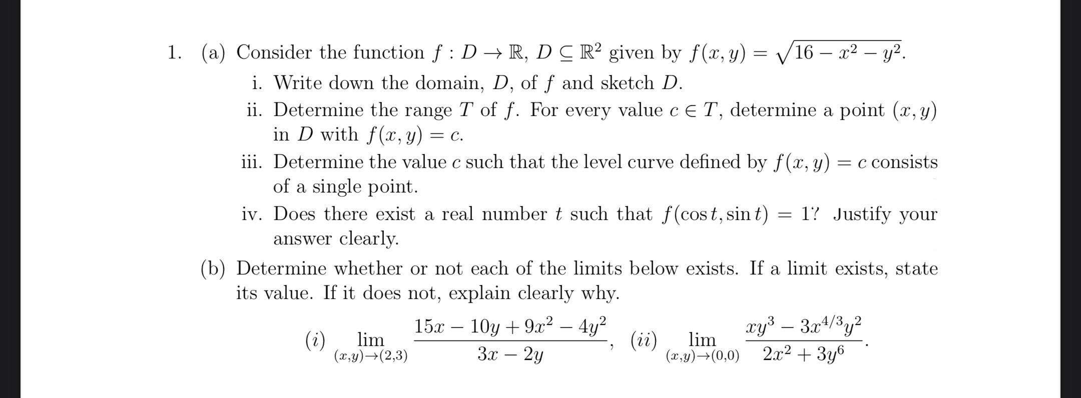 Solved (a) ﻿Consider the function f:D→R,DsubeR2 ﻿given by | Chegg.com