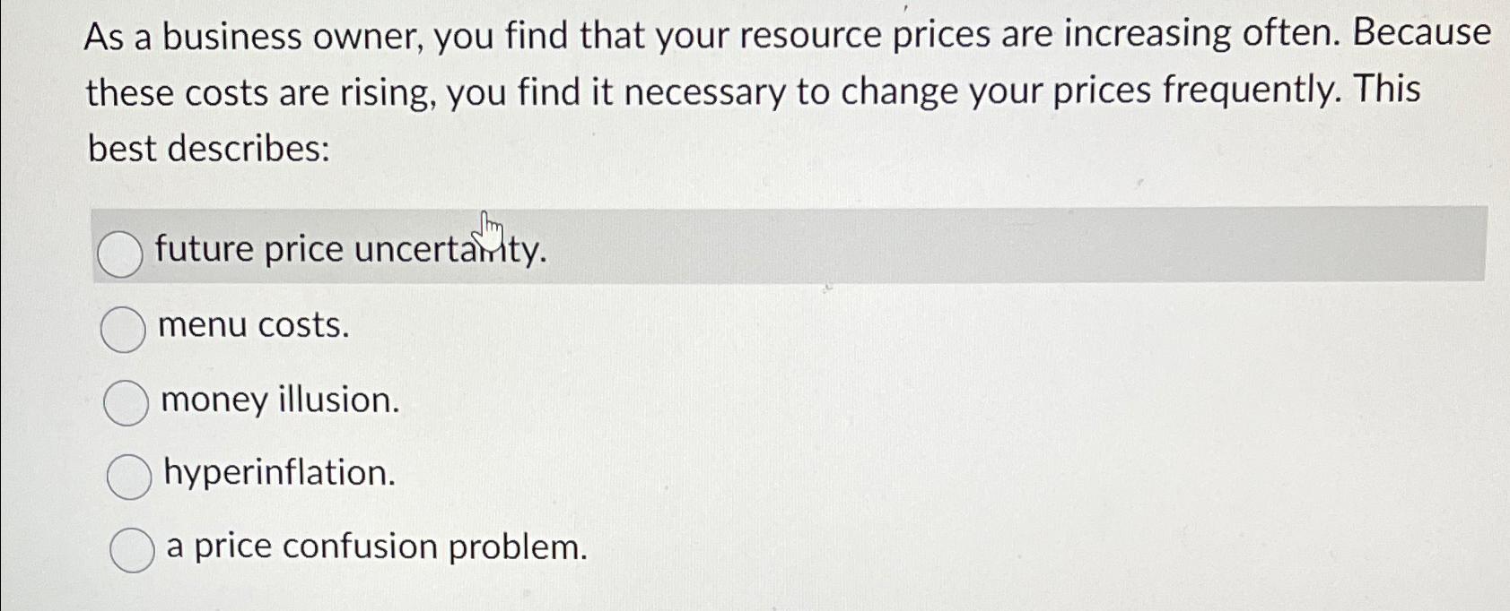 Solved As a business owner, you find that your resource | Chegg.com