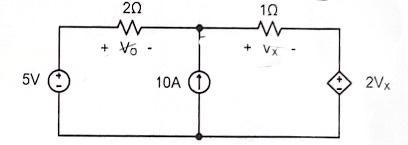 [Solved]: Find the output Vo using the principle of superpos