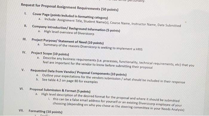 Solved HRIS Request for Proposal Assignment HRD 3700 The | Chegg.com