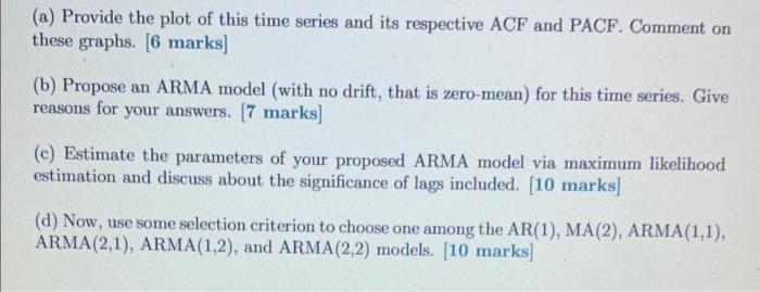 Solved (a) Provide the plot of this time series and its | Chegg.com