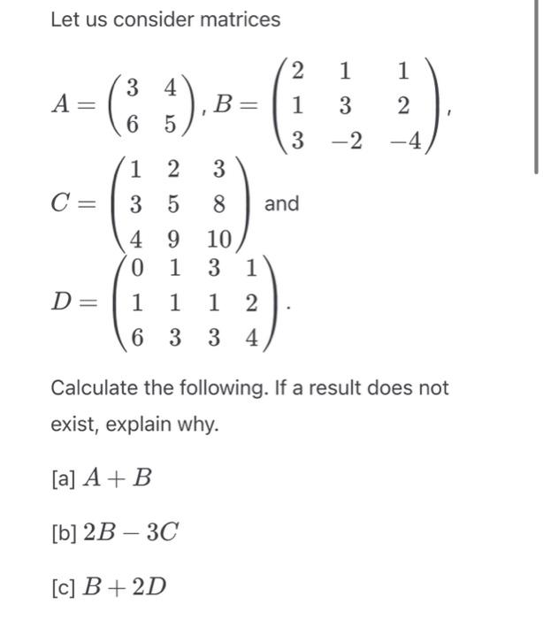 Solved Let us consider matrices | Chegg.com