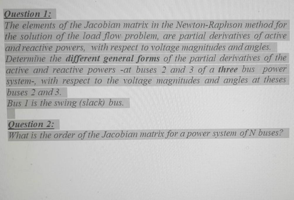 Solved Question 1: The elements of the Jacobian matrix in | Chegg.com