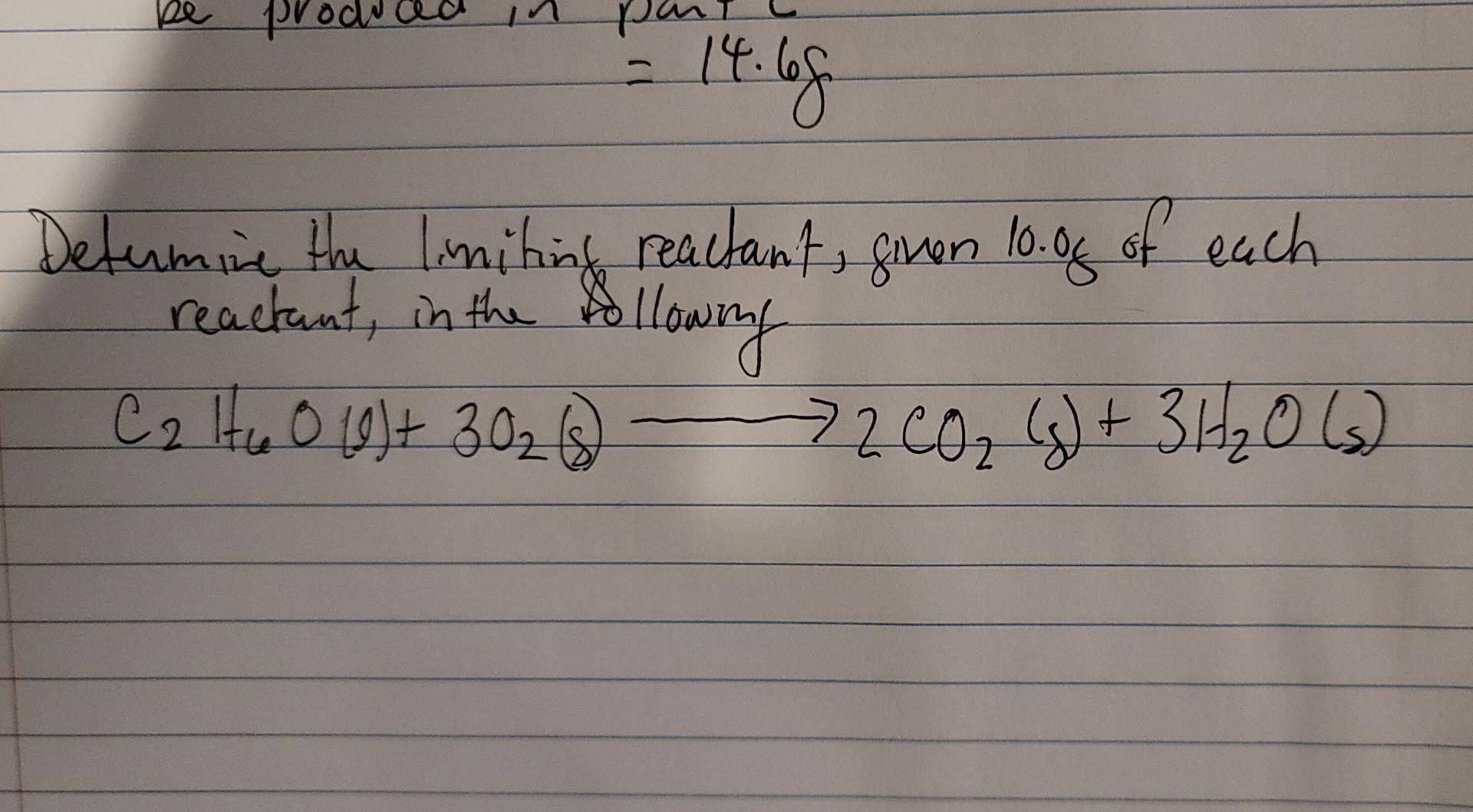 Solved be prodh - 14.66 Determine the limiting reactant, | Chegg.com