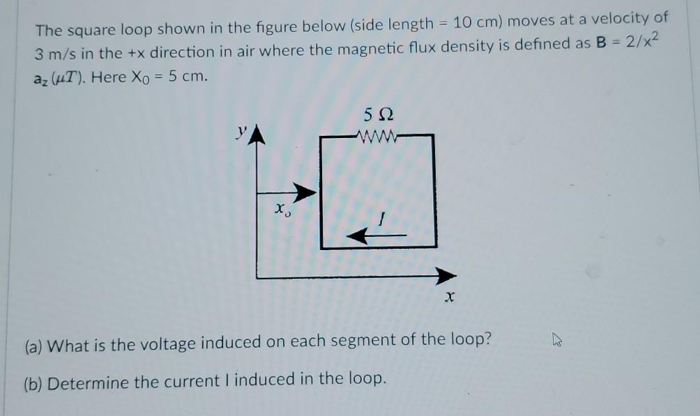 Solved The square loop shown in the figure below (side | Chegg.com