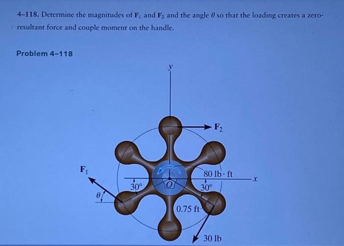 Solved 4-118. Determine the magnitudes of F, and F2 and the | Chegg.com