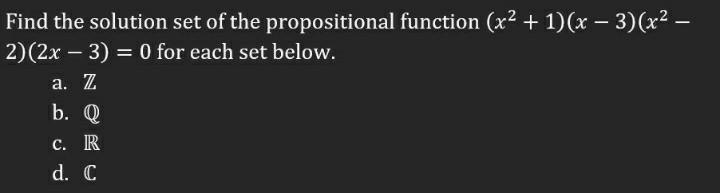 Solved Find the solution set of the propositional function | Chegg.com