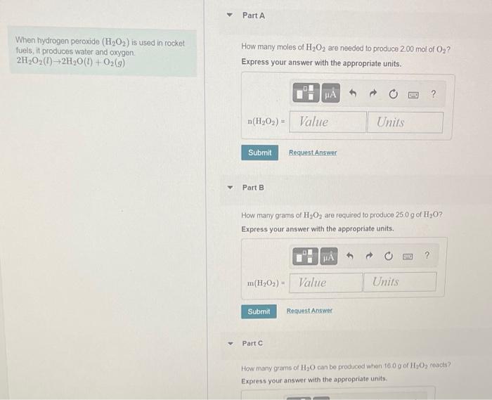 Solved When hydrogen peroxide (H2O2) is used in rocket | Chegg.com