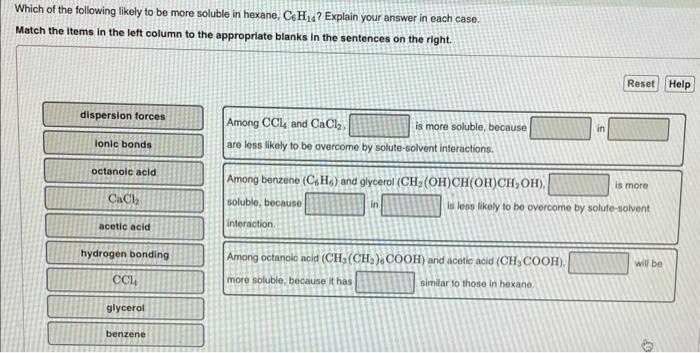 Solved Which of the following likely to be more soluble in | Chegg.com