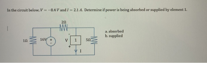 Solved In the circuit below, V = - -8.4 V and I = = 2.1 A. | Chegg.com