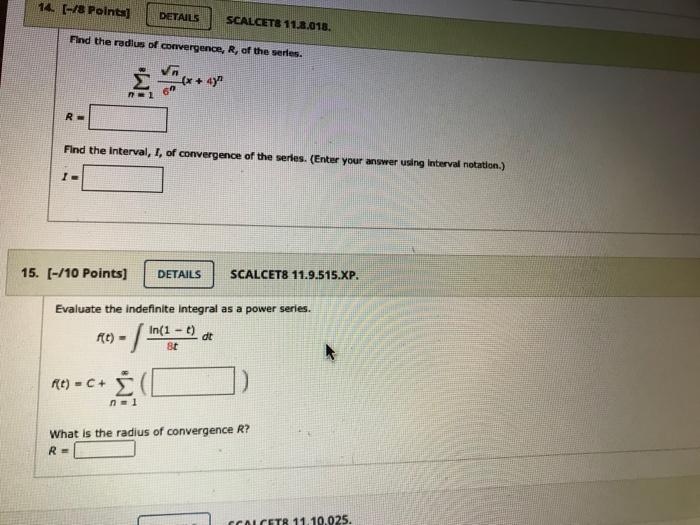 Solved 14. (-/8 Points DETAILS SCALCET8 11.8.018. Find the | Chegg.com Solved 14. (-/8 Points DETAILS SCALCET8 11.8.018. Find the | Chegg.com