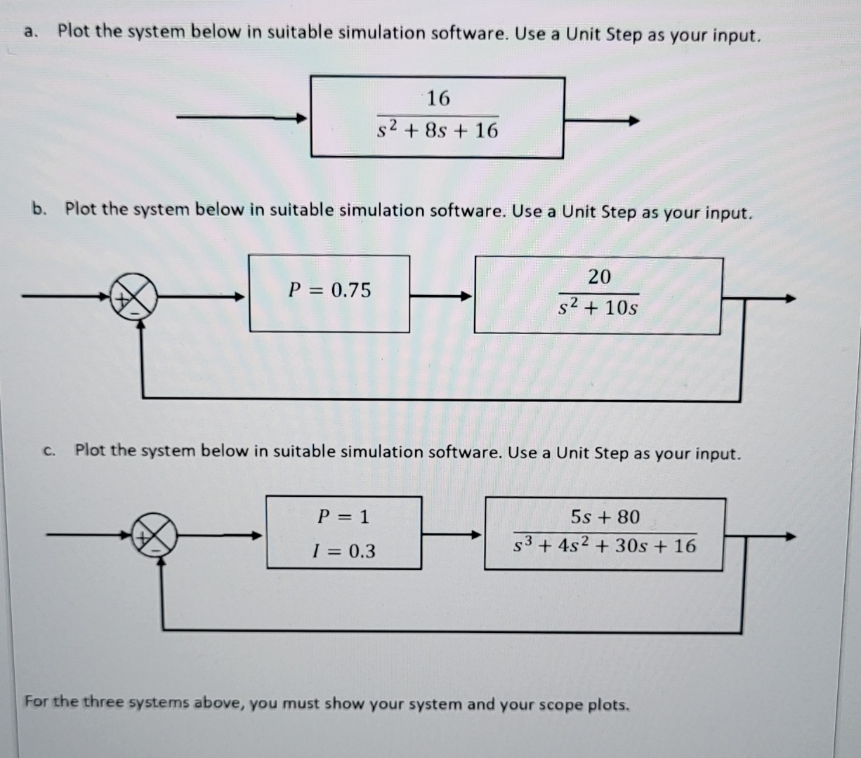 Solved a. ﻿Plot the system below in suitable simulation | Chegg.com