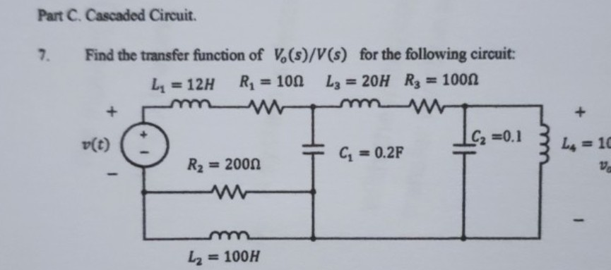 Solved Part C. Cascaded Circuit. Find the transfer function | Chegg.com