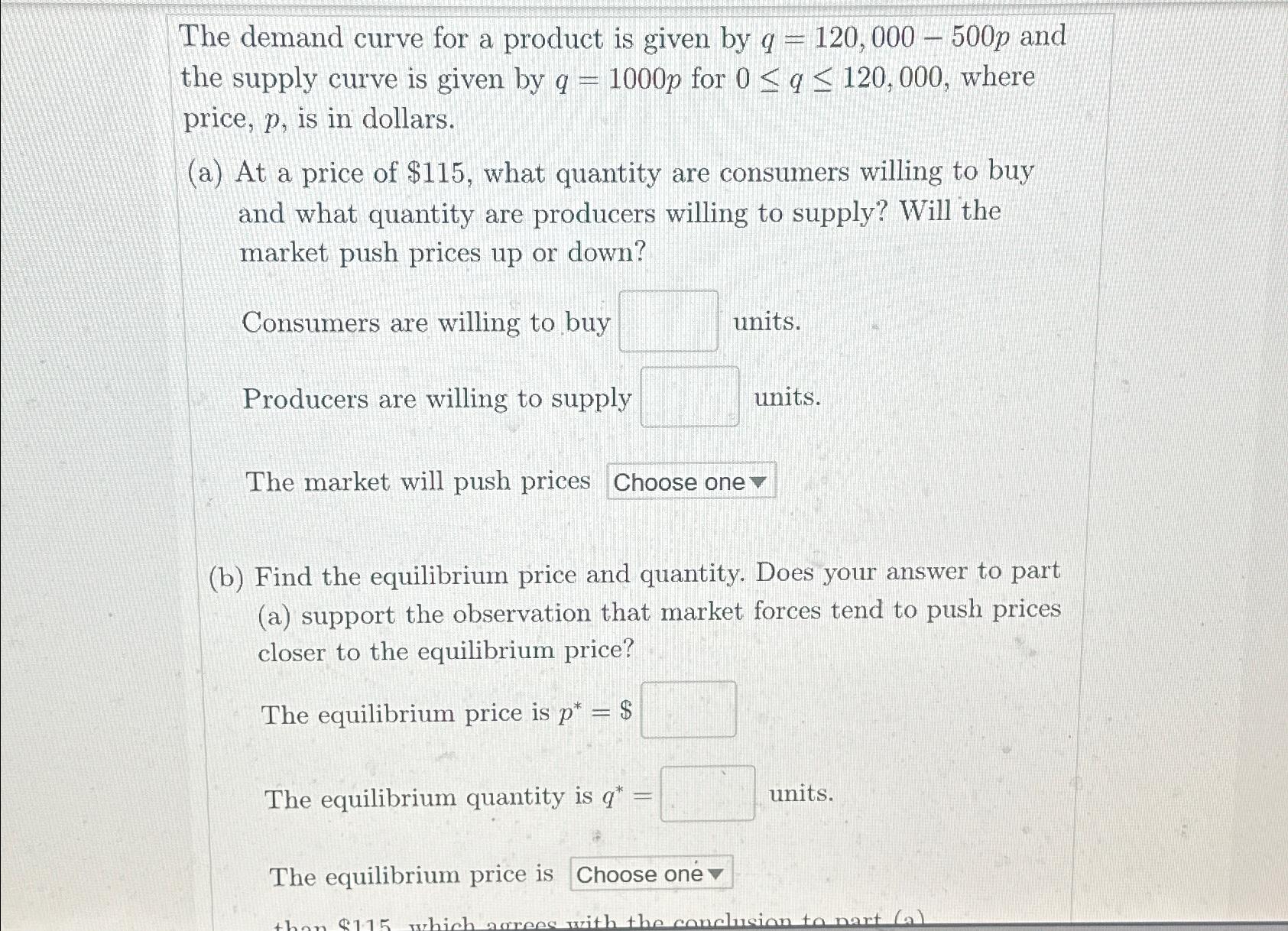 Solved The demand curve for a product is given by | Chegg.com