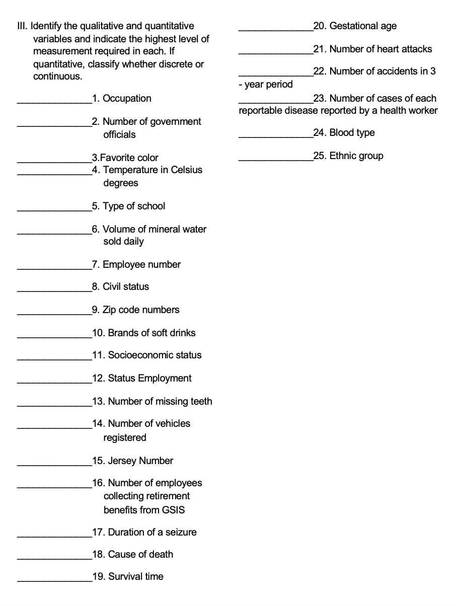 Solved Identify the qualitative and quantitative variables | Chegg.com