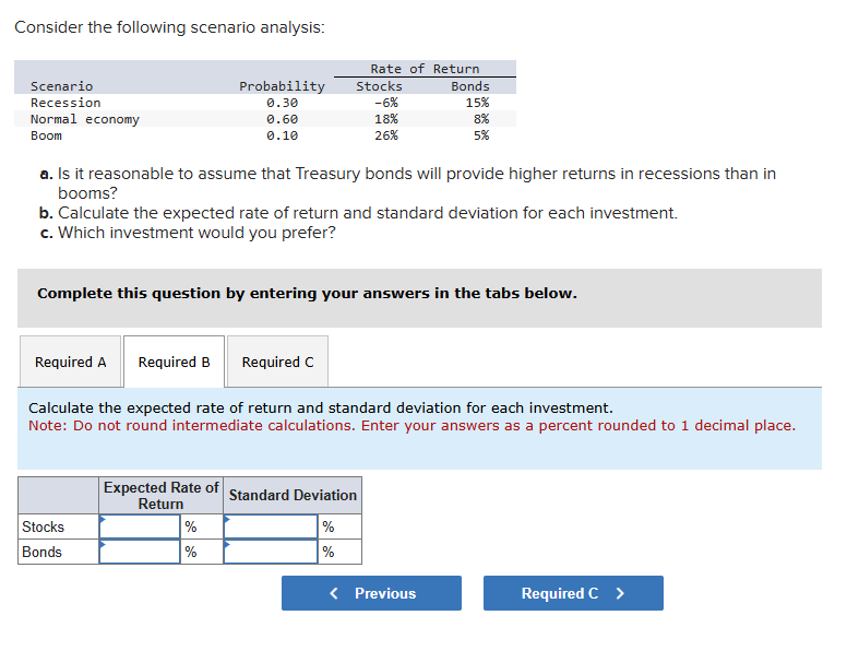 Consider the following scenario analysis: | Chegg.com