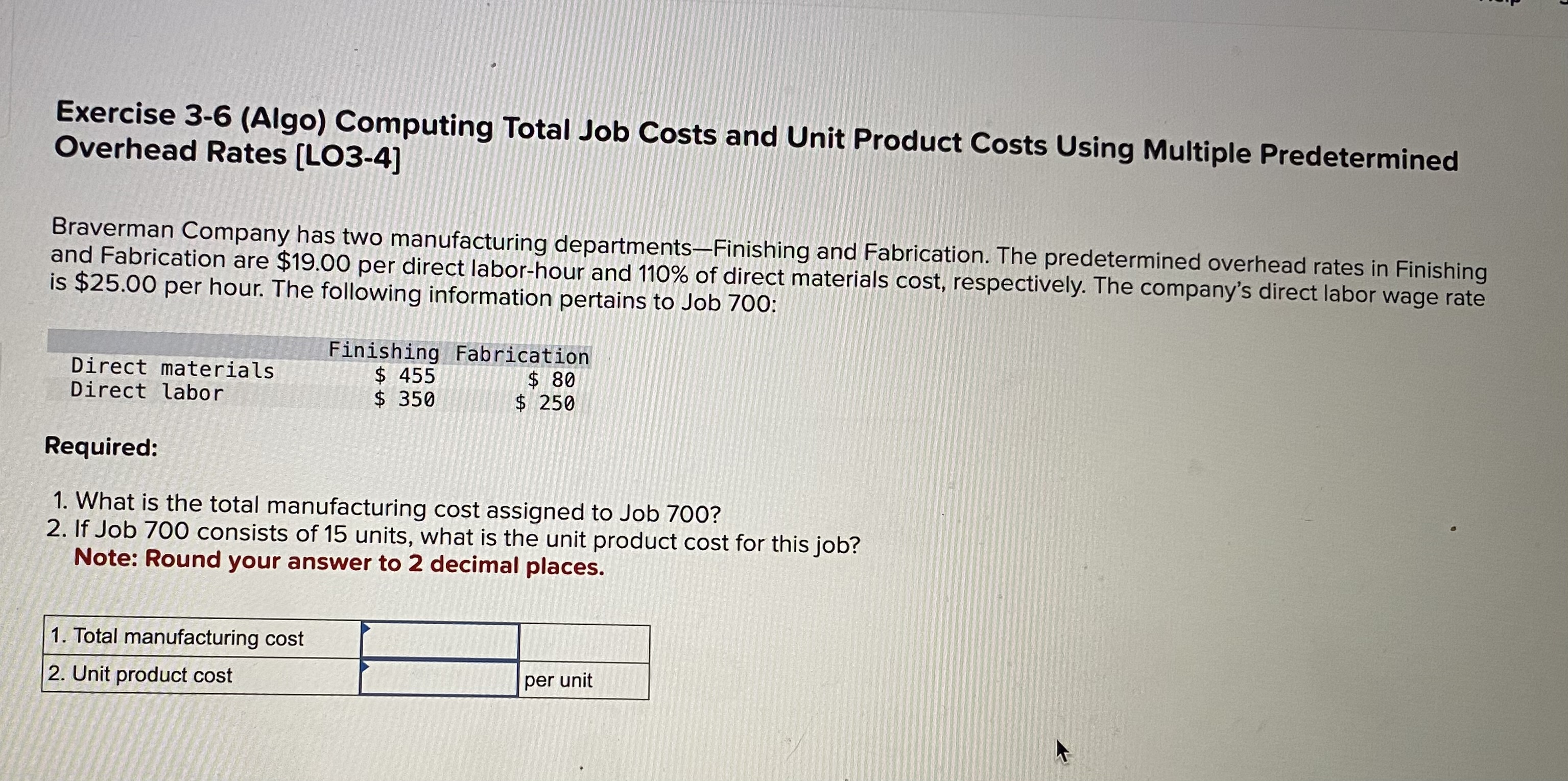 Solved Exercise 3-6 (Algo) ﻿Computing Total Job Costs and | Chegg.com