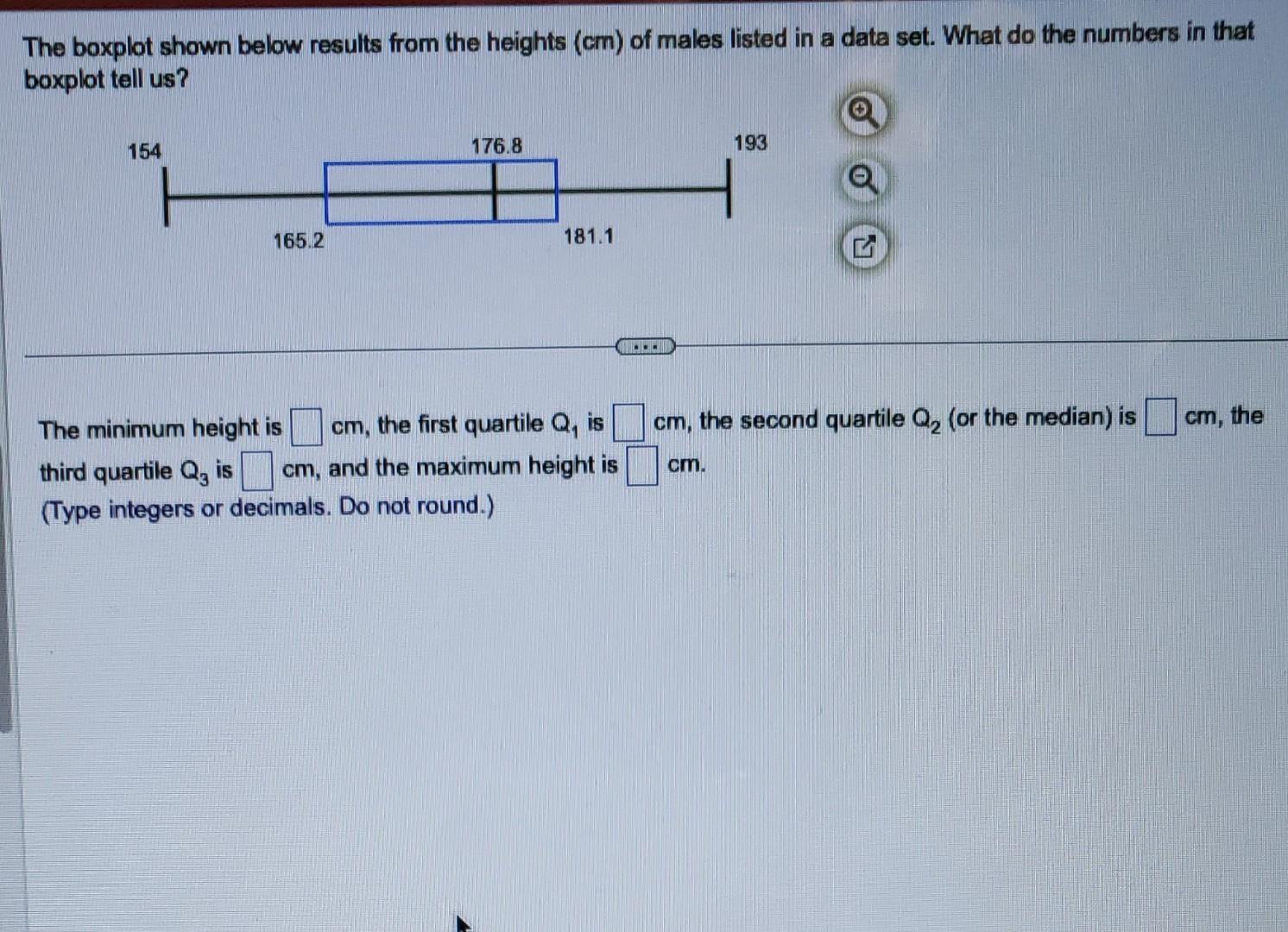 Solved The boxplot shown below results from the heights (cm | Chegg.com