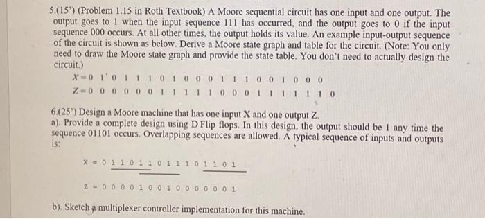 Solved 5.(15') (Problem 1.15 in Roth Textbook) A Moore | Chegg.com