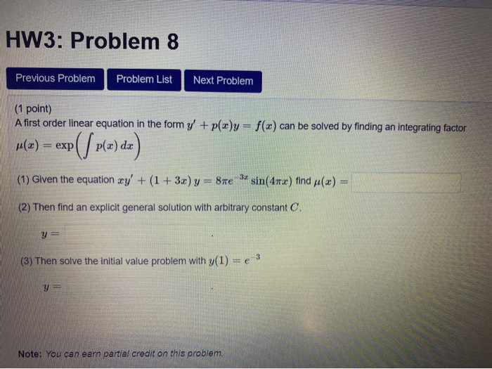 Solved HW3: Problem 8 Previous Problem Problem List Next | Chegg.com