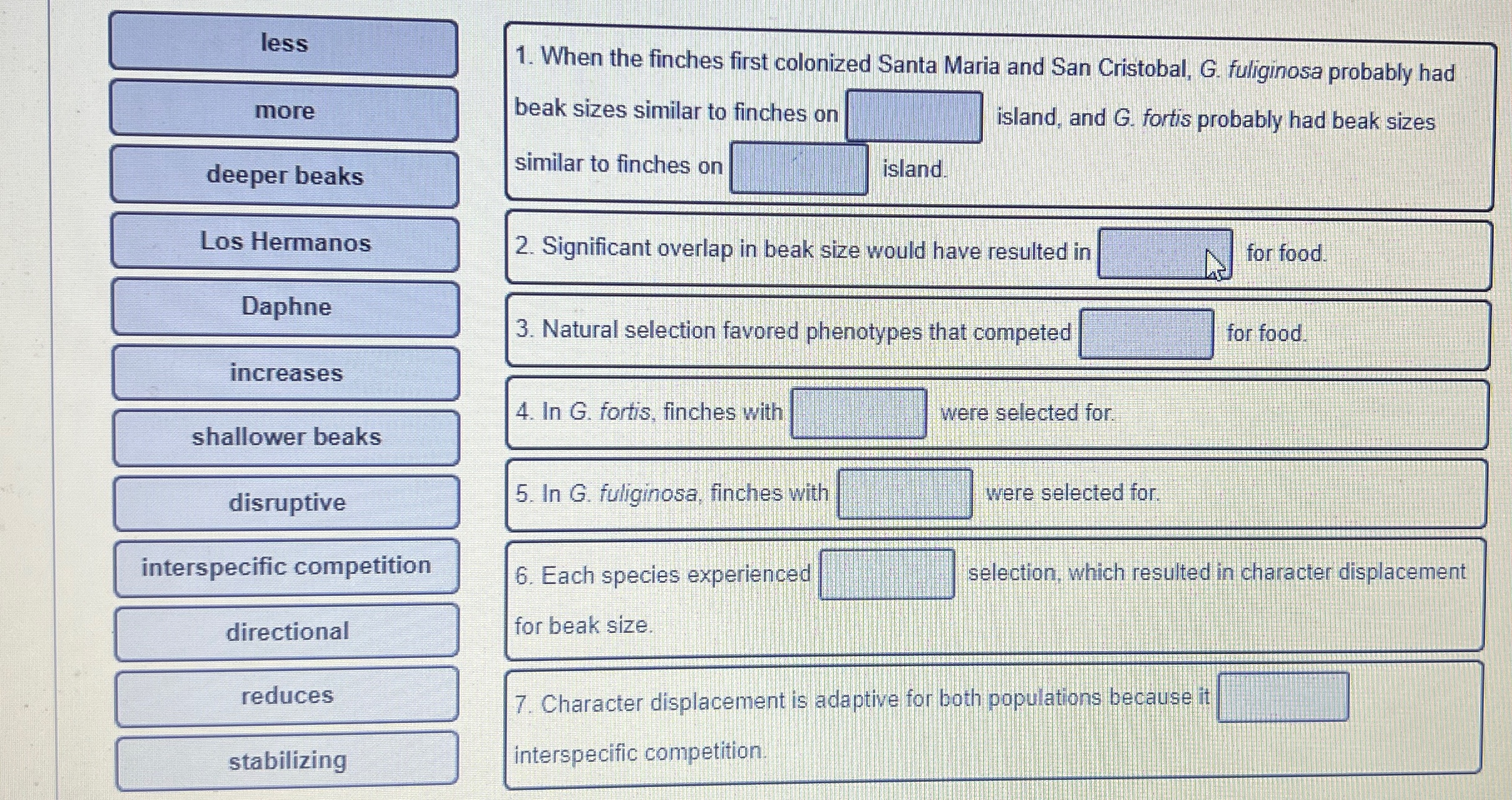Solved interspecific competitiondirectionalreducesWhen the | Chegg.com