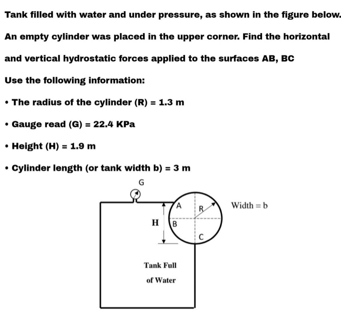 Solved Tank filled with water and under pressure, as shown | Chegg.com