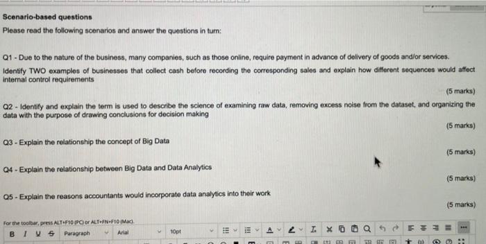 Solved Scenario-based questions Please read the following | Chegg.com
