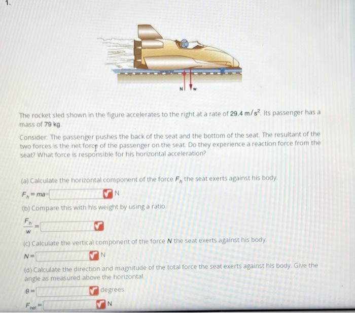 Solved The rocket sled shown in the figure accelerates to | Chegg.com