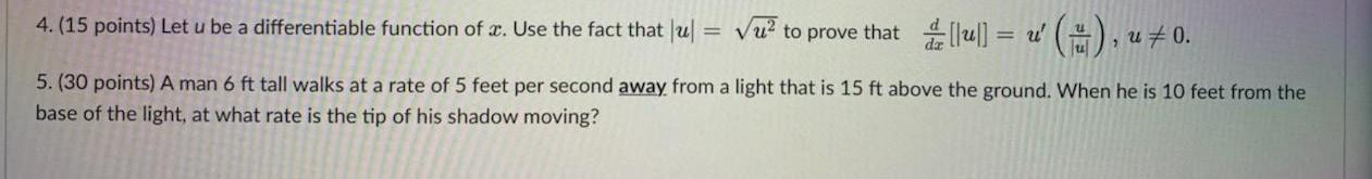 Solved 4. (15 points) Let u be a differentiable function of | Chegg.com
