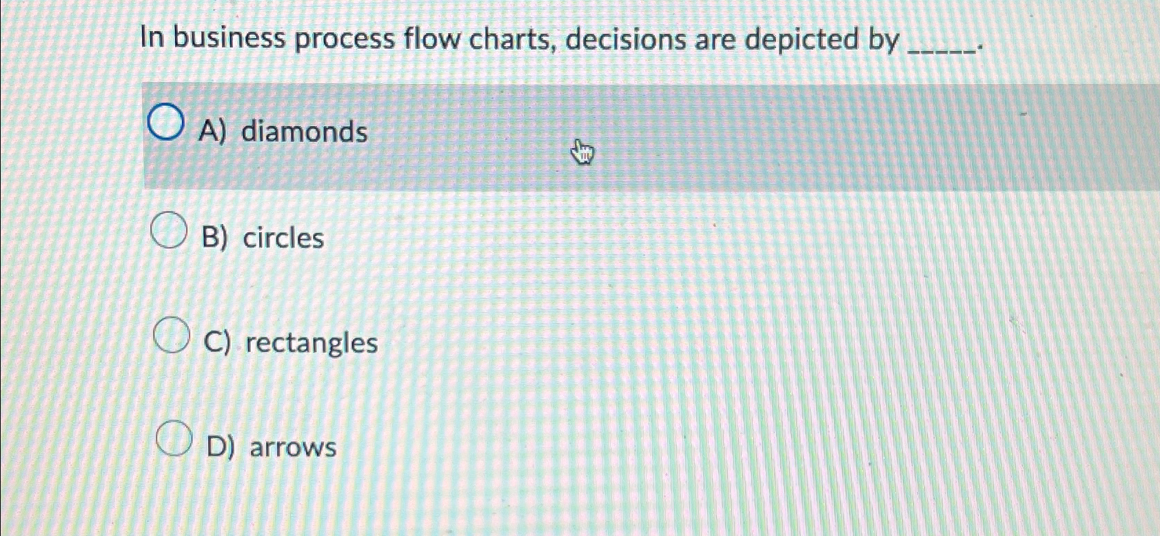 Solved In business process flow charts, decisions are | Chegg.com