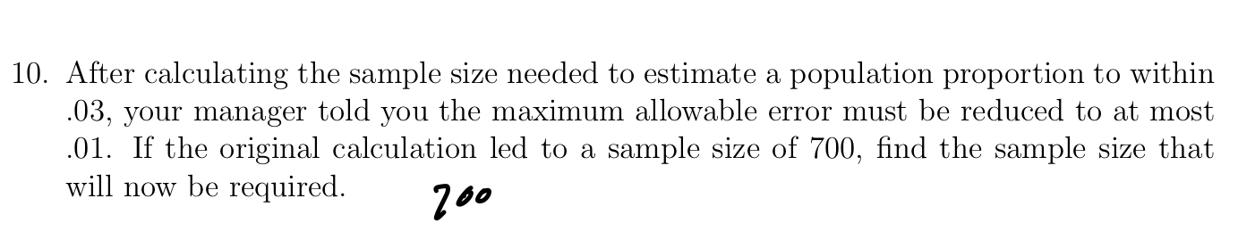 Solved After calculating the sample size needed to estimate | Chegg.com