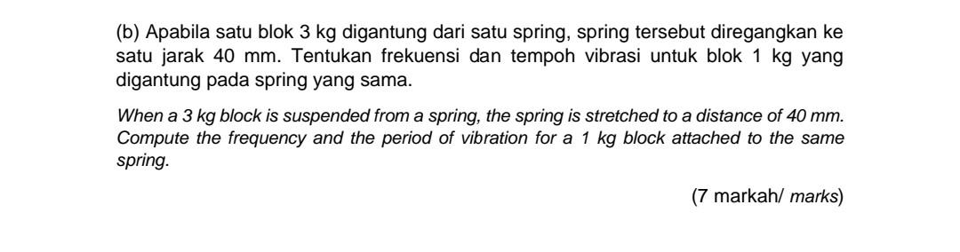 Solved Soalan 3 Question 3 (a) Satu spring mempunyai | Chegg.com