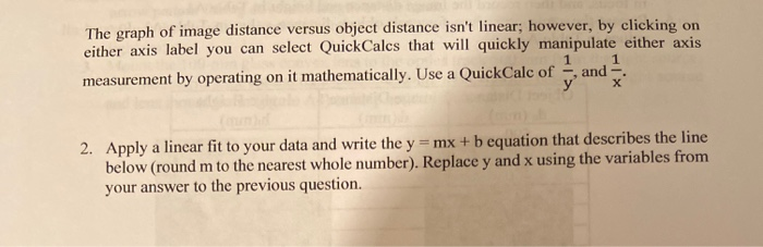 The graph of image distance versus object distance | Chegg.com